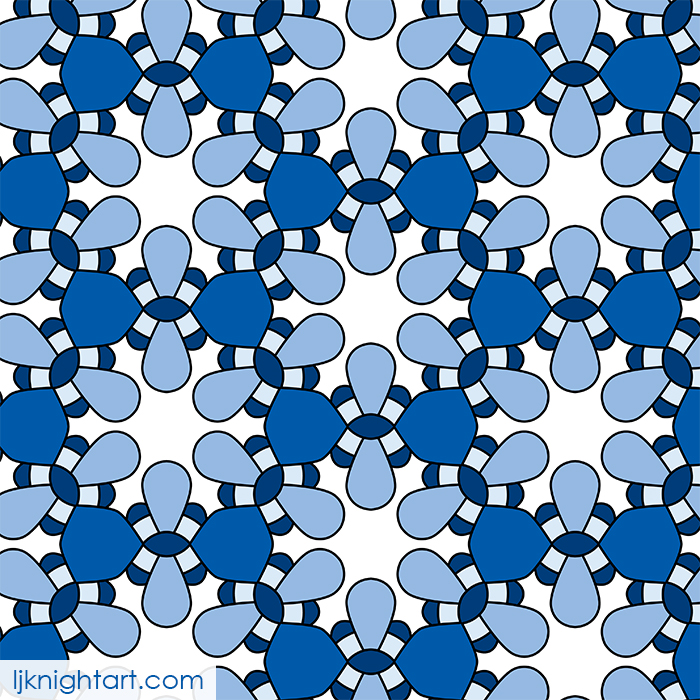 Blue and White Geometric Pattern | L.J. Knight Art