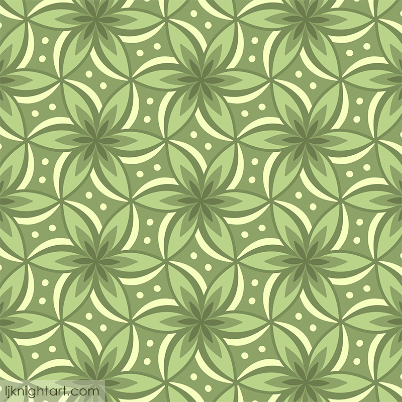 Green Geometric Flower Pattern | L.J. Knight Art