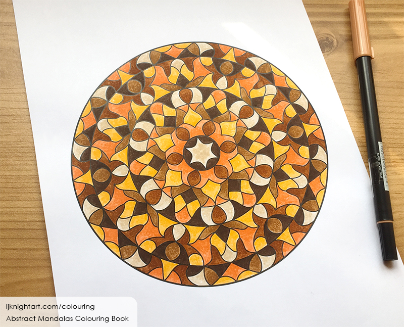 Coloured Abstract Mandala in Brown | L.J. Knight Art