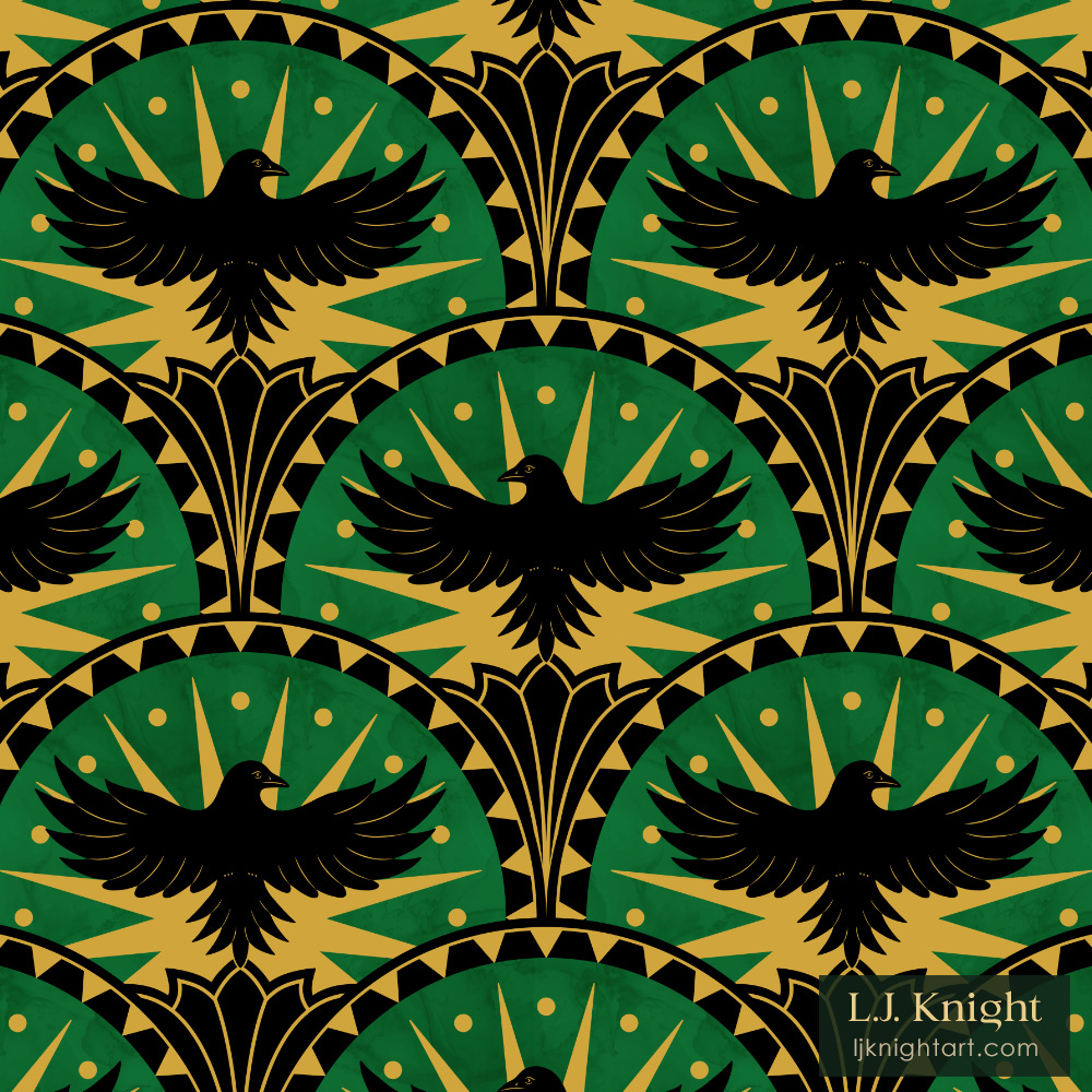 Art Deco Raven Pattern | L.J. Knight Art