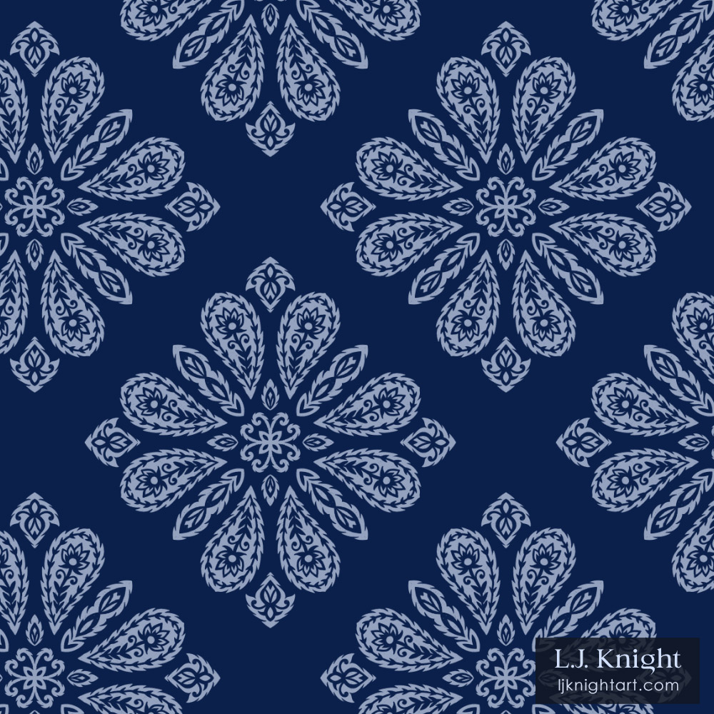 Paisley Mandala Block Print Pattern | L.J. Knight Art